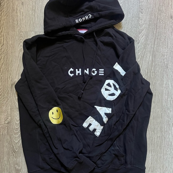 CHNGE | Sweaters | Chnge Black Hoodie With White And Yellow Graphics ...